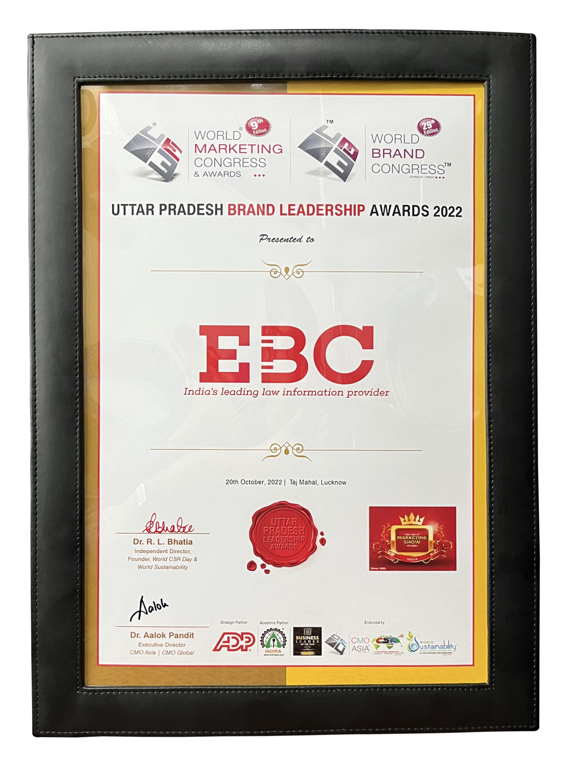 EBC honoured with ‘Uttar Pradesh Brand Leadership Award 2022’ - EBC